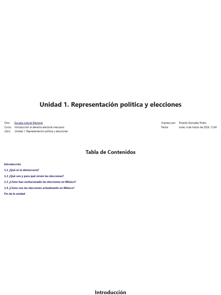 Unidad 1. Representación Política y Elecciones | PDF | Elecciones ...