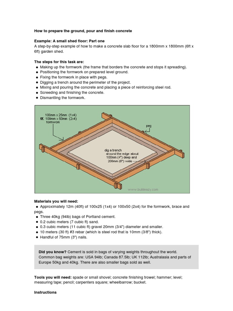 Step of Concrete Slab | PDF | Framing (Construction) | Concrete