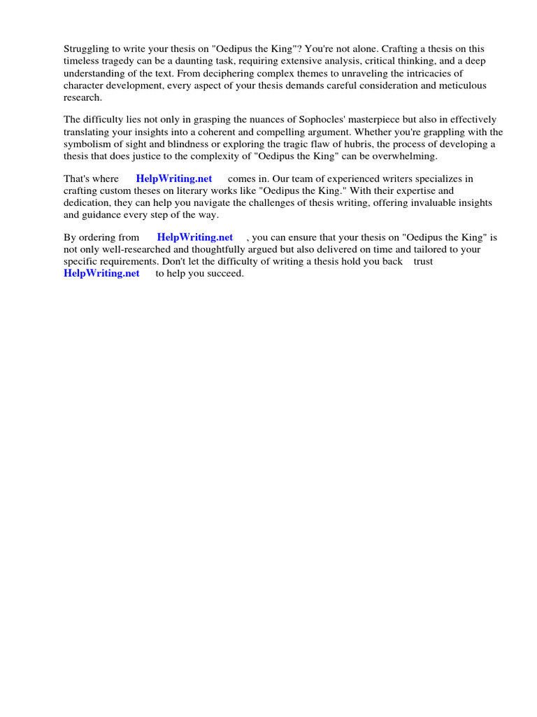 Oedipus The King Thesis | PDF | Young Adult | General Fiction