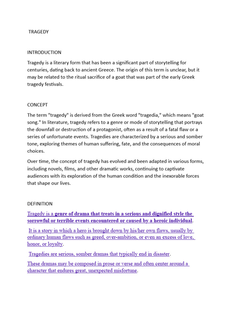 Key Features of Tragedy in Literature | PDF | Tragedy