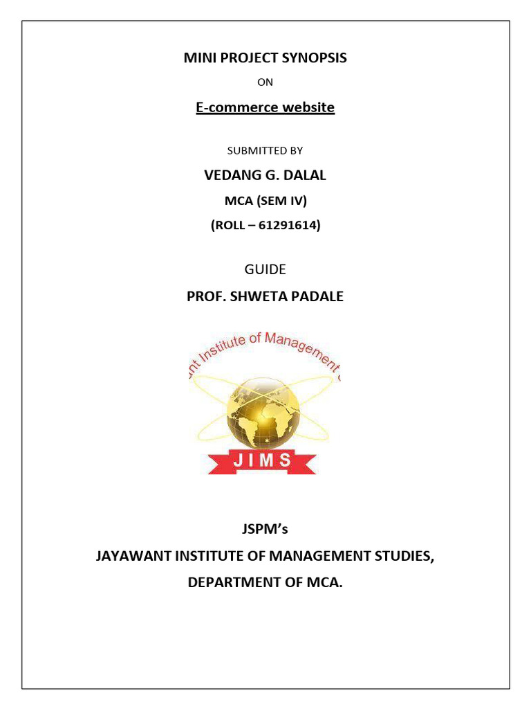 Mini Project Synopsis | Download Free PDF | E Commerce | Online Shopping