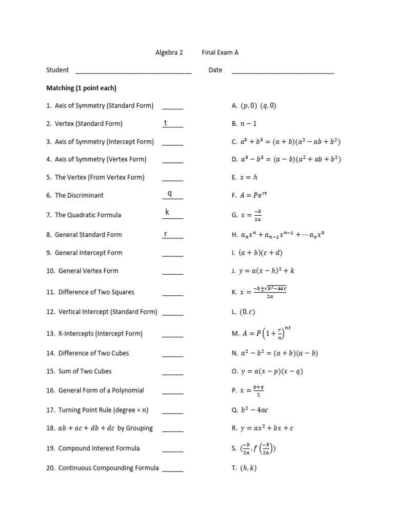 Practice Final Exam | PDF | Quadratic Equation | Polynomial