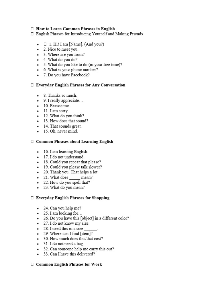 How To Learn Common Phrases in English | PDF | Linguistics | Human ...