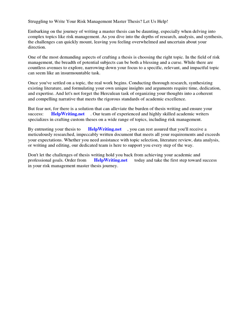 Risk Management Master Thesis Topics | PDF