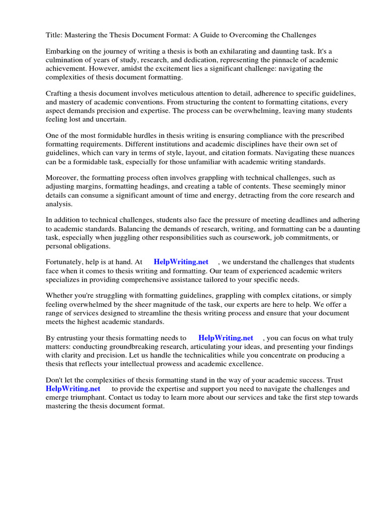 Thesis Document Format | Download Free PDF | Thesis | Written Communication