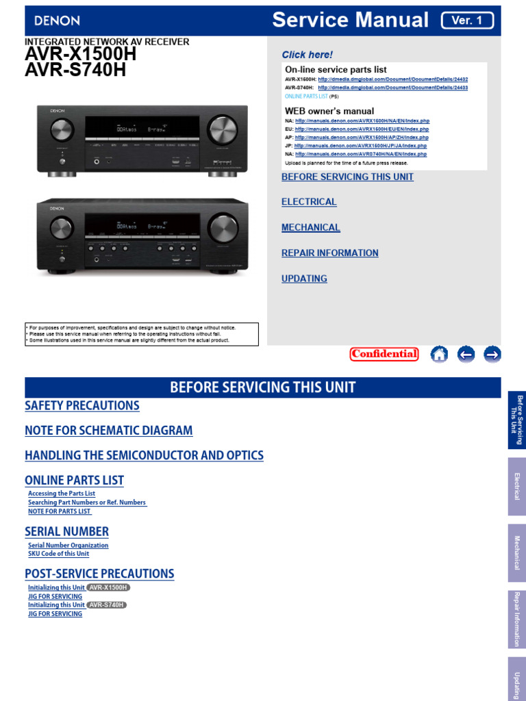 AVR-S740H - Service Manual | PDF