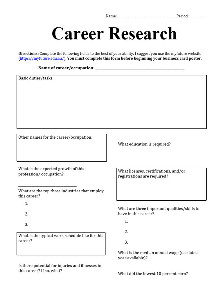 Career Research Sheet | PDF