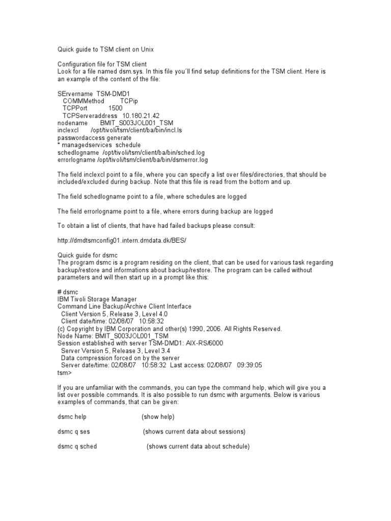 TSM Backup & Restoration Commands | PDF | Directory (Computing) | Backup