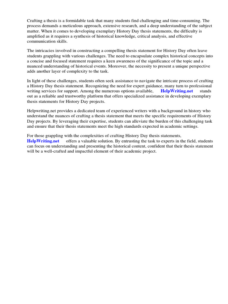 Example History Day Thesis Statements | PDF