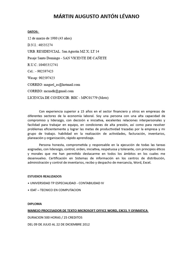 CV - Anton - Enero24 | PDF | Microsoft | Business