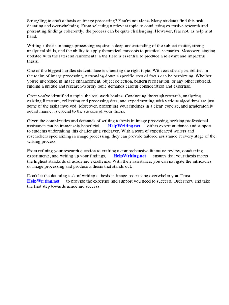 Thesis Topics in Image Processing | PDF