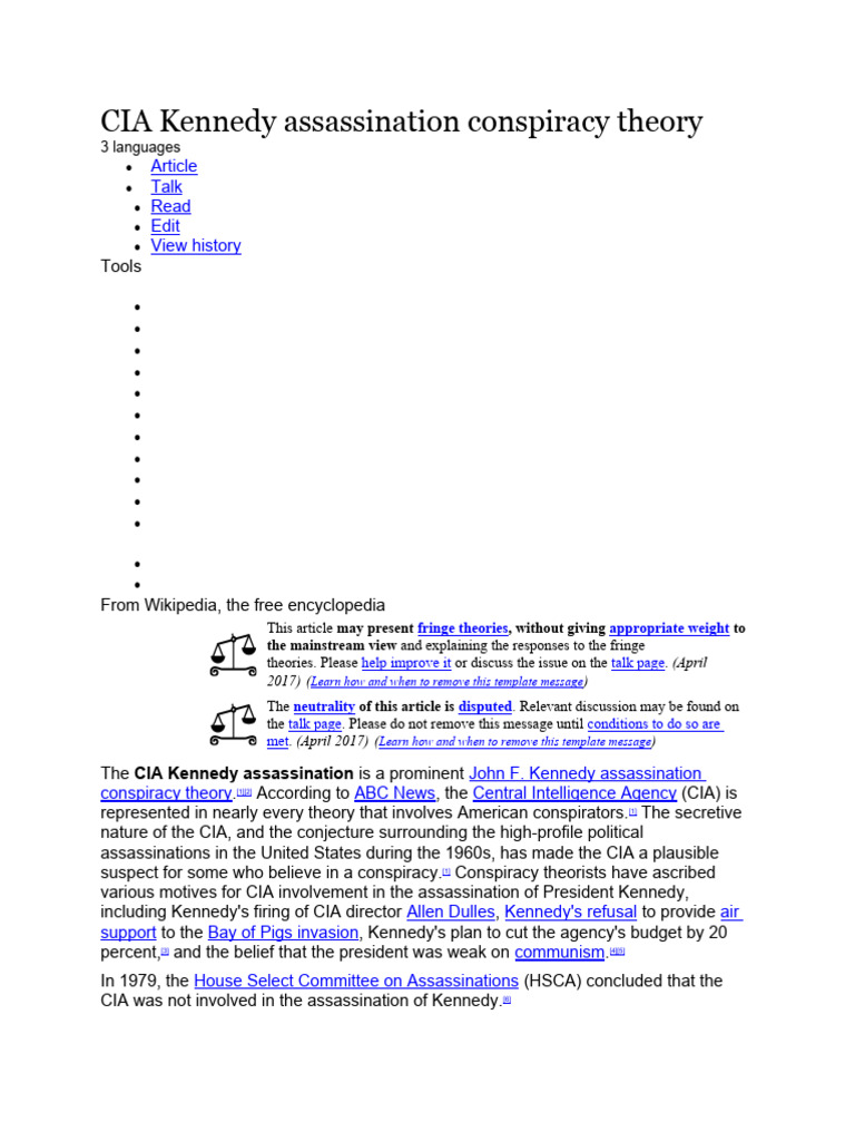 WIKI - CIA Kennedy Assassination Conspiracy Theory | PDF