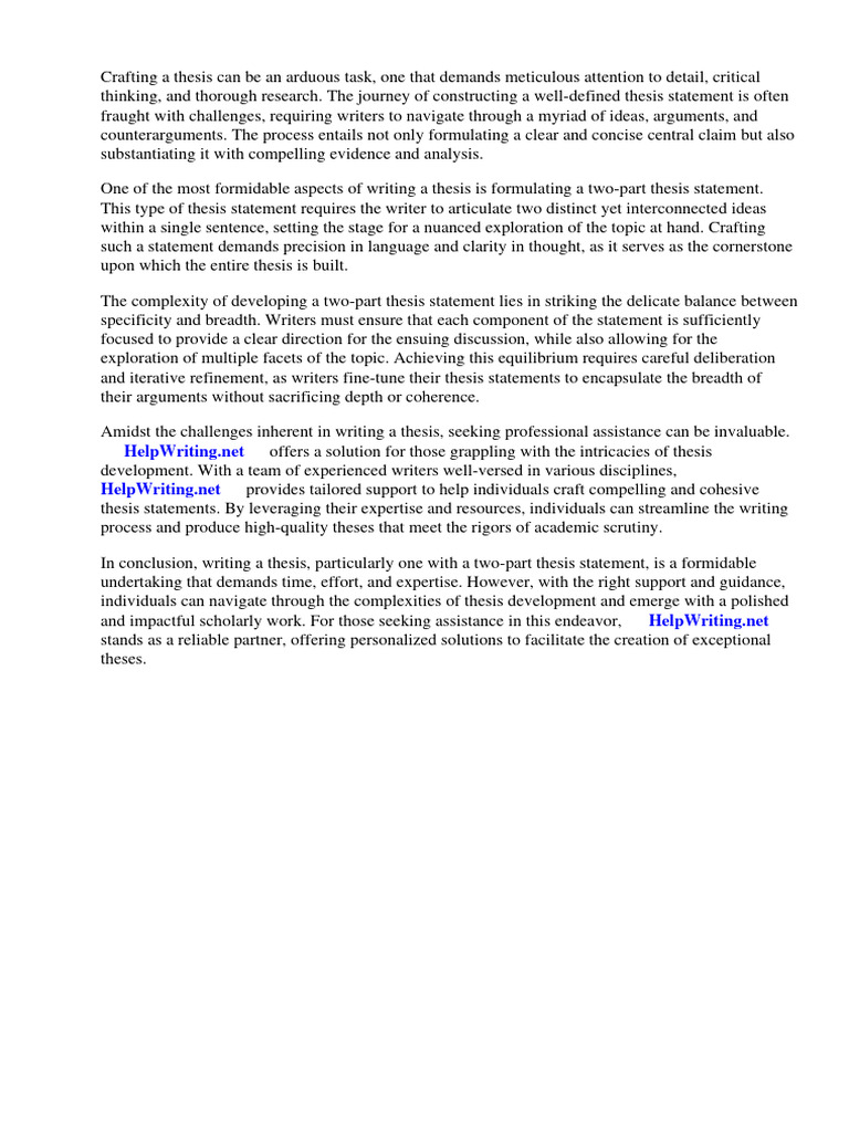 Two Part Thesis Statement Example | PDF