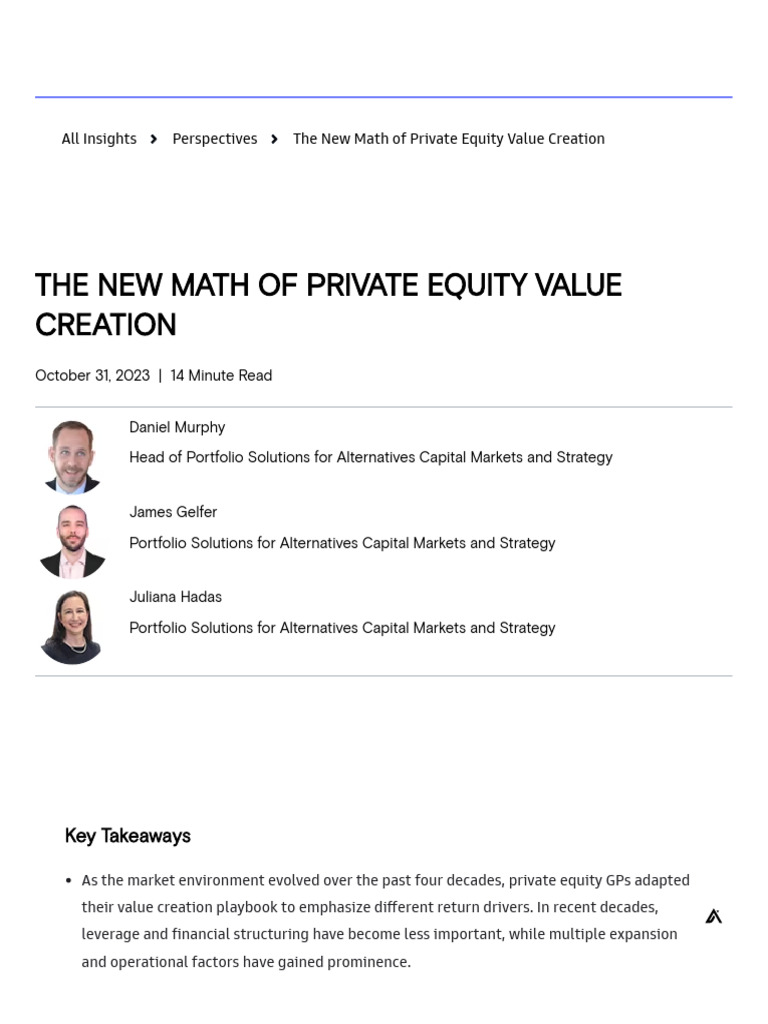 The New Math of Private Equity Value Creation | PDF