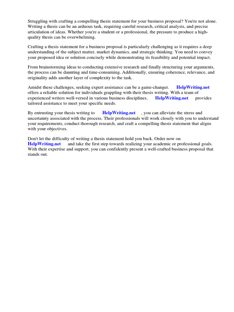 Business Proposal Thesis Statement | PDF | Thesis | Scientific Method