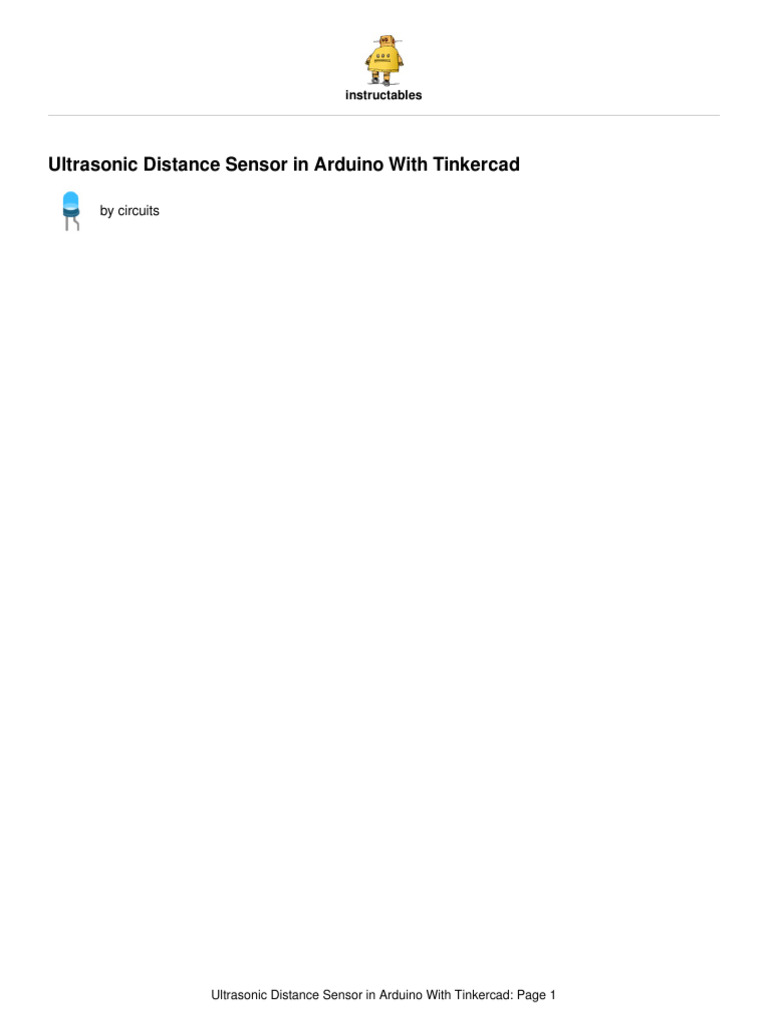 Ultrasonic Distance Sensor Arduino Tinkercad | PDF | Technology ...