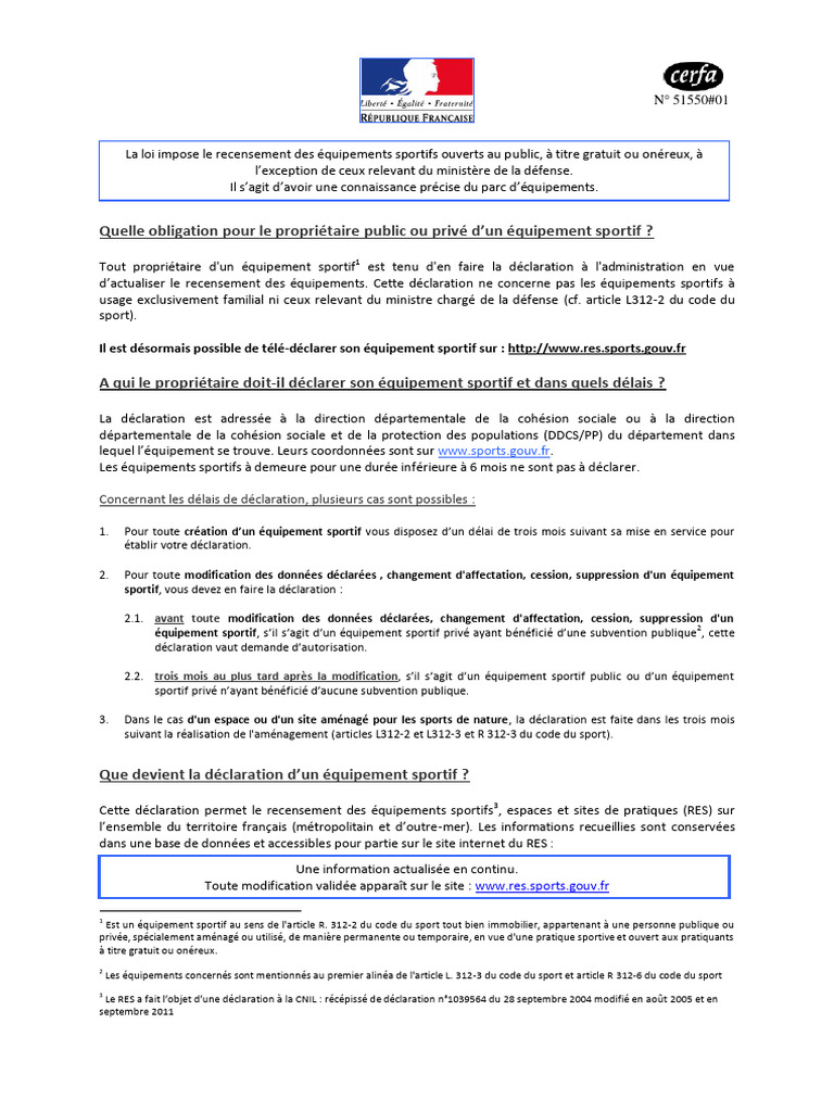 01.3_ Annexe Notice d‚Claration Equipement Sportif | PDF
