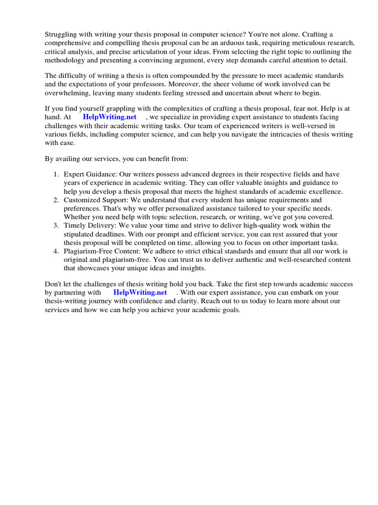 Sample Thesis Proposal in Computer Science | PDF Sample Thesis Proposal in Computer Science | PDF