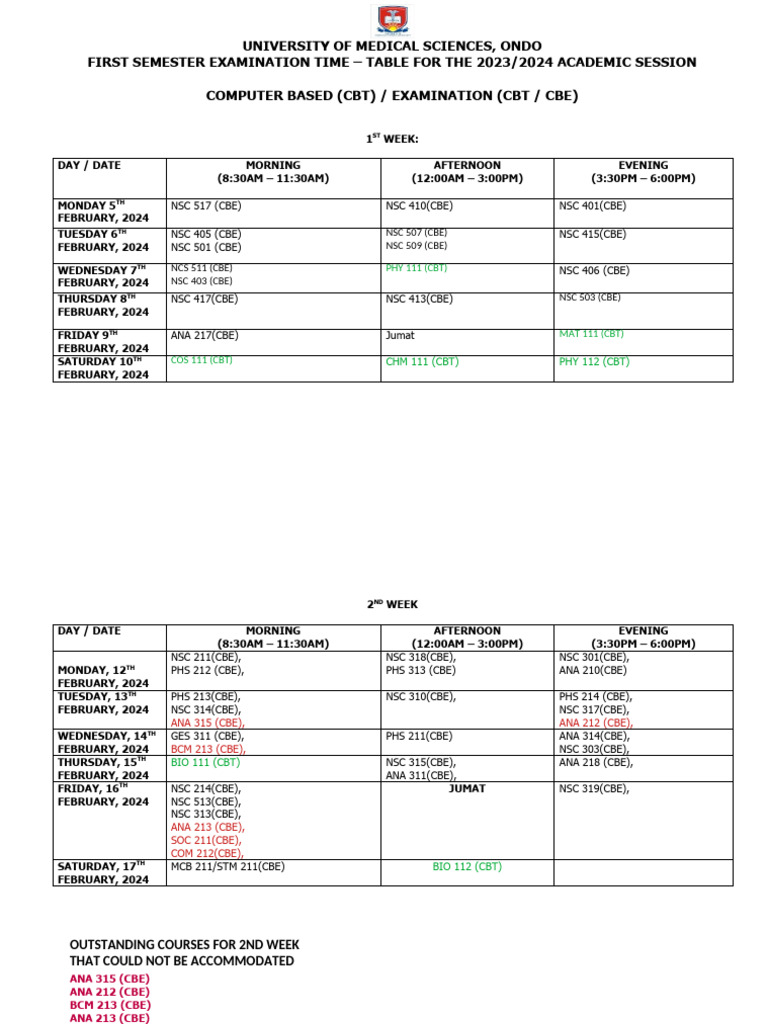 CBT-E 1st Semester 2023 - 2024 | PDF | Science & Mathematics