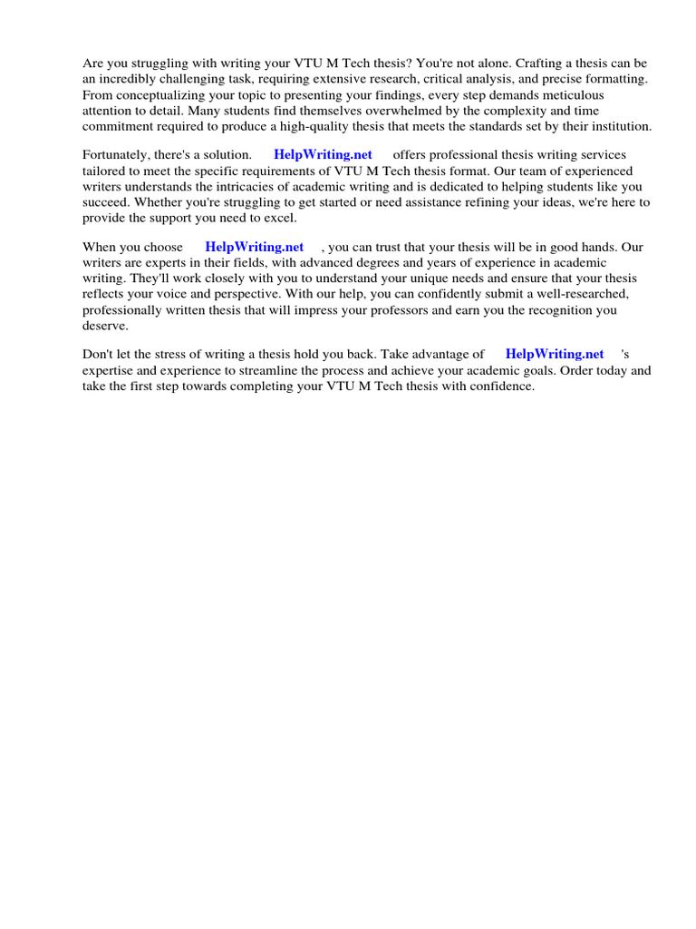 Vtu M Tech Thesis Format | PDF