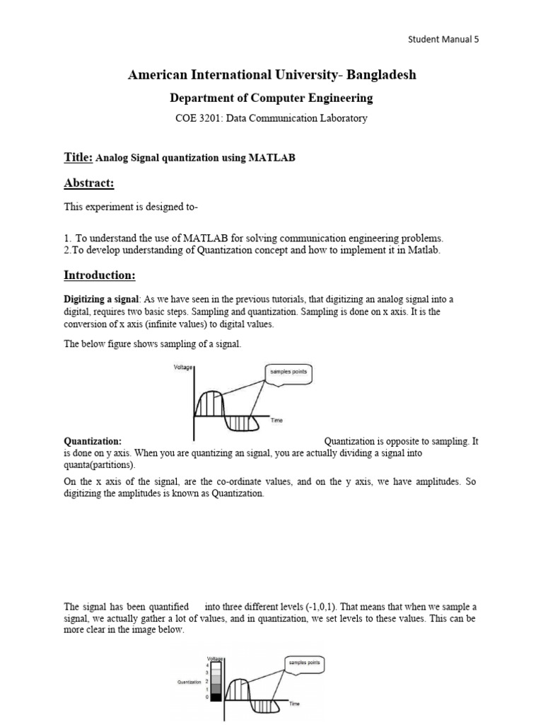Data Comm EXP 5 Student Manual | PDF | Analog To Digital Converter | Applied Mathematics
