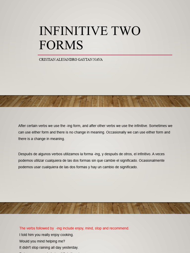 Infinitive Two Forms | PDF