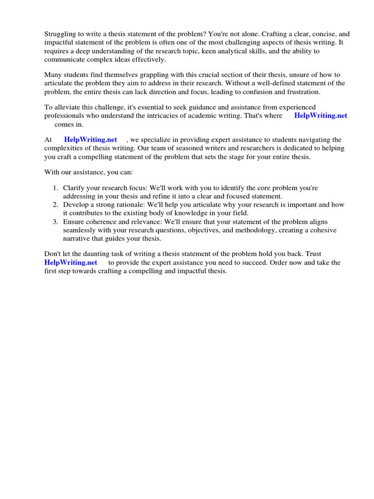 Thesis How To Write Statement of The Problem | Download Free PDF ...