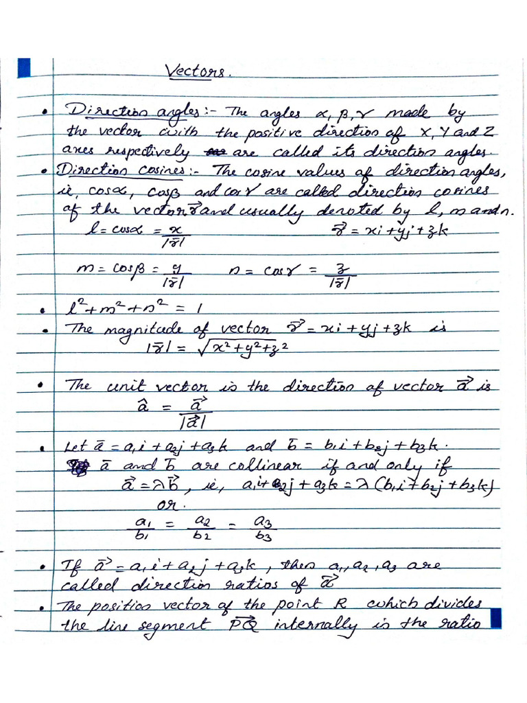 Vectors Note | PDF