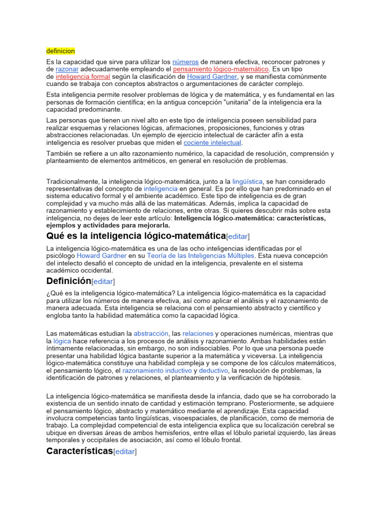 Inteligencia Logico Matematico | PDF