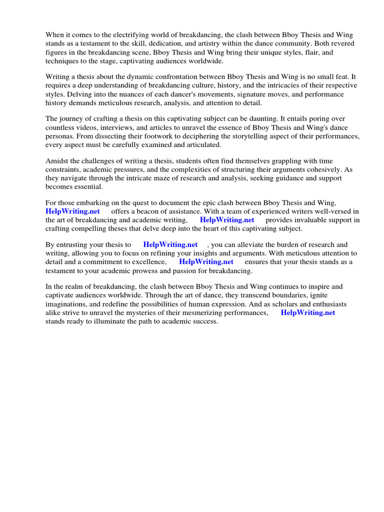 Bboy Thesis Vs Wing | PDF | Thesis | Essays