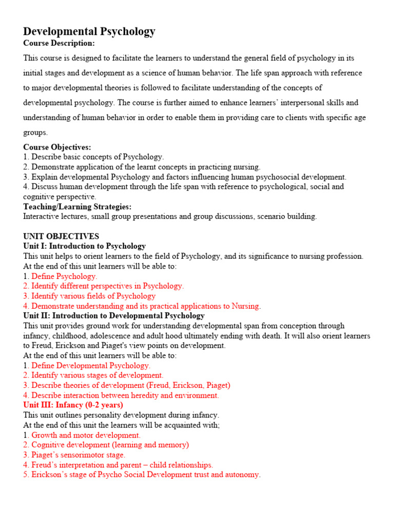 Developmental Psychology Course Overview | PDF | Science & Mathematics