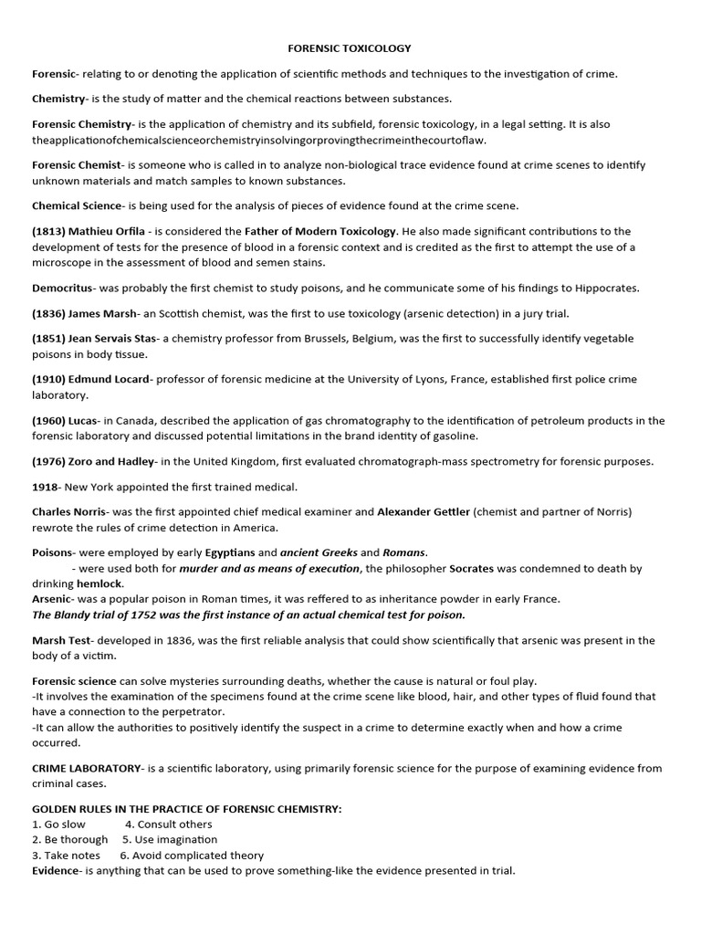 Forensic Toxicology Notes | PDF | Forensic Science | Opium