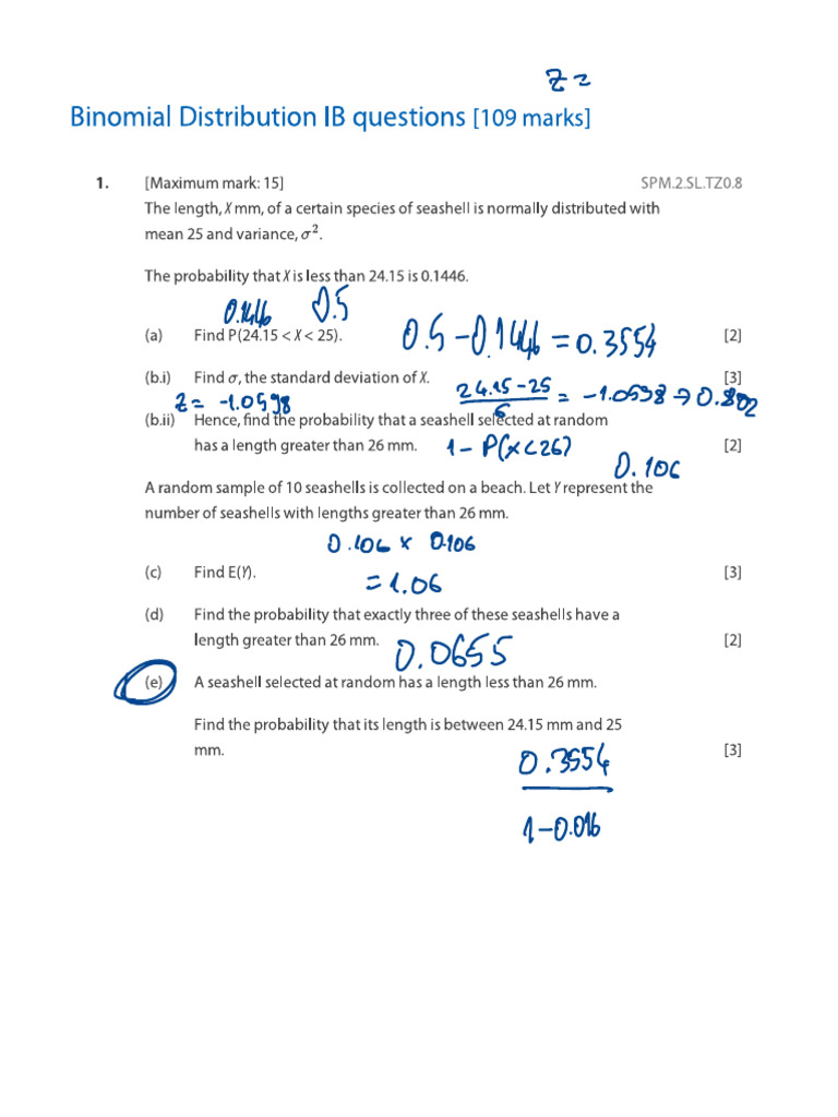 Binomial Distribution IB Questions | PDF