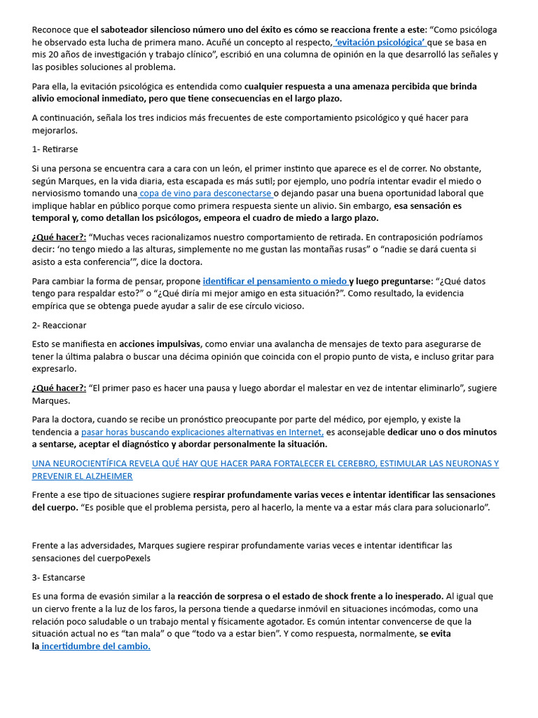 Reconocer Saboteador | PDF | Sicología | Pensamiento