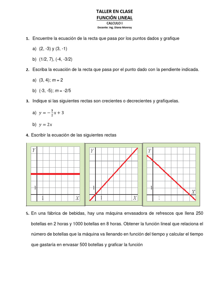 Taller de Funcion Lineal | PDF Taller de Funcion Lineal | PDF
