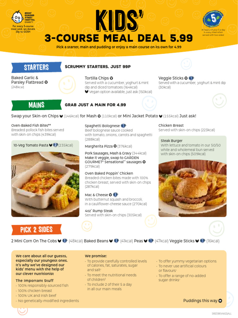 Brewers Fayre Kids Menu Bandless | PDF