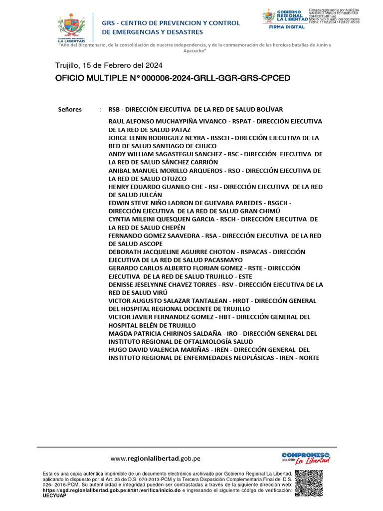 Oficio Multiple N°06 | PDF