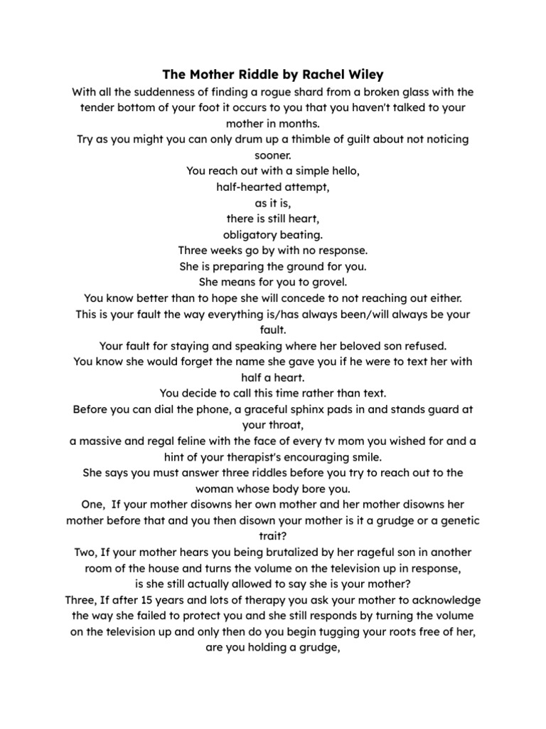 Poems To Help You Cope With Motherly Trauma | PDF