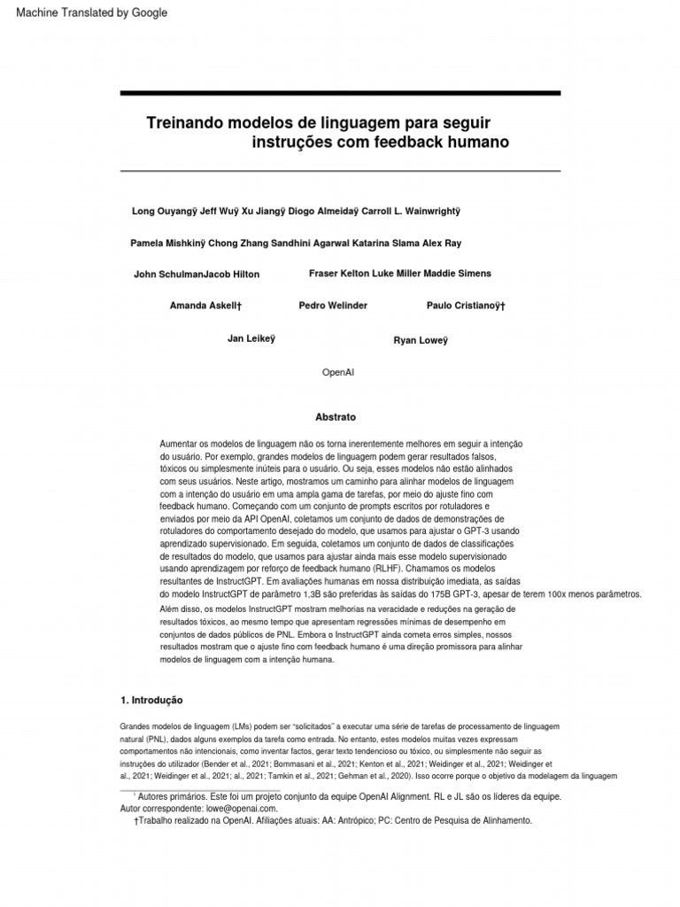 Training Language Models To Follow Instructions With Human Feedback ...