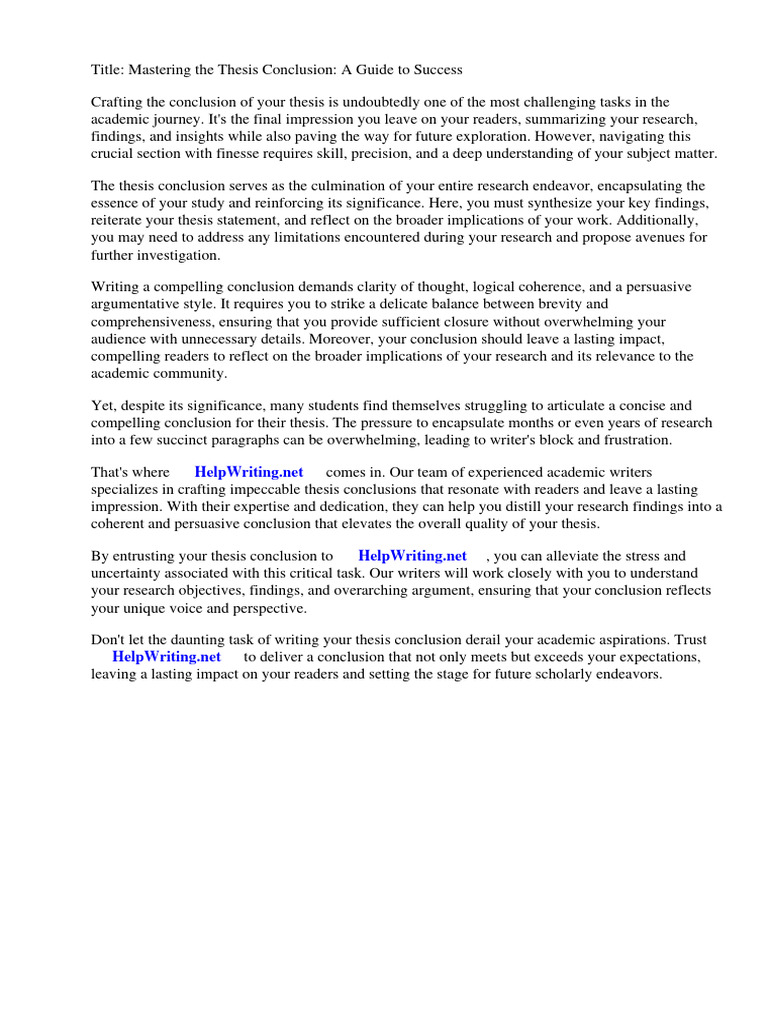 How To Write Your Thesis Conclusion | PDF