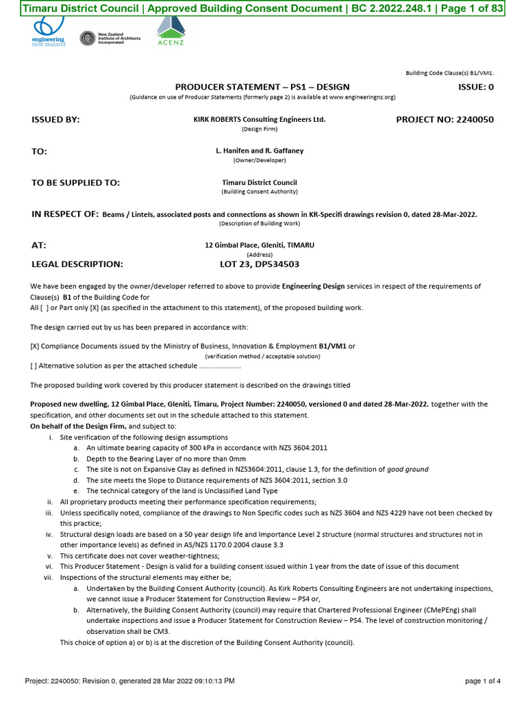 Project: 2240050: Revision 0, Generated 28 Mar 2022 09:10:13 PM Page 1 of 4 | PDF | Geotechnical ...