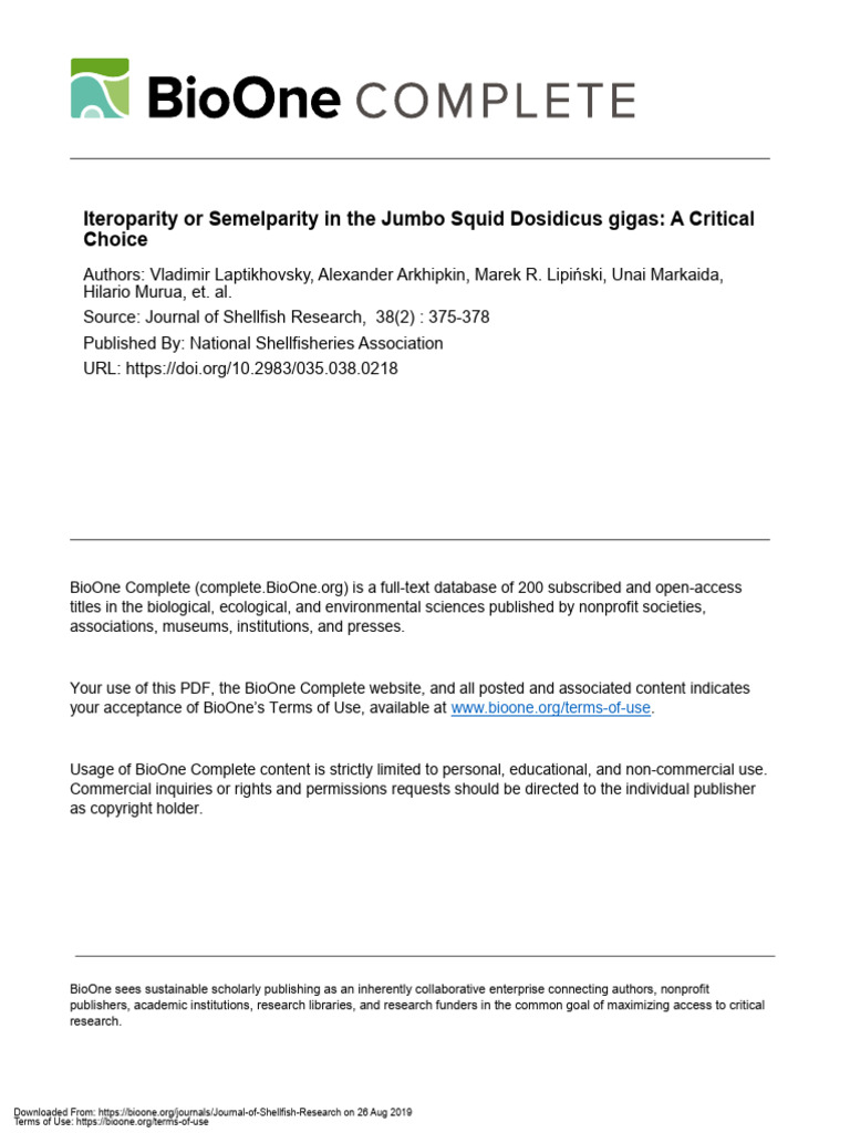 Laptikhovsky Et Al 2019 - Iteroparity or Semelparity in The Jumbo Squid ...