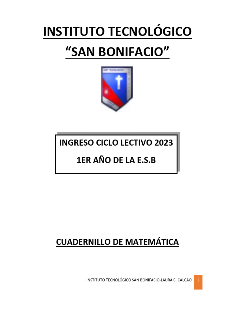 Cuadernillo Matemáticas Ingreso 2023 | PDF | División (Matemáticas) | Objetos matemáticos