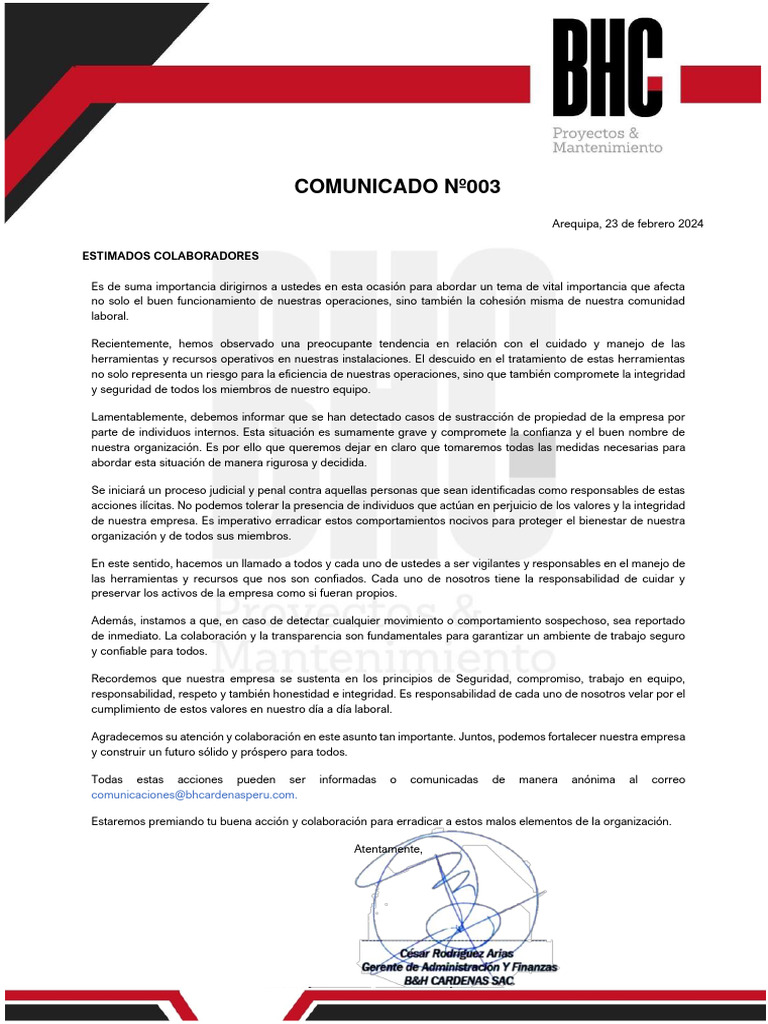 8 - Comunicados - Personal | PDF