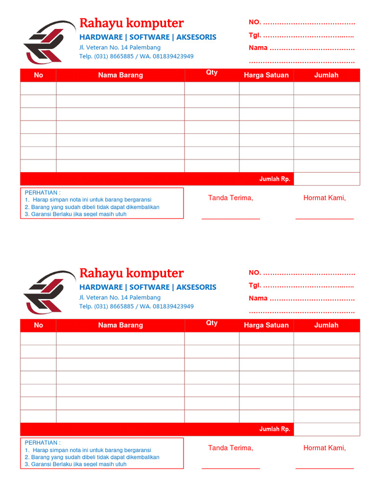 Nota Toko Komputer | PDF