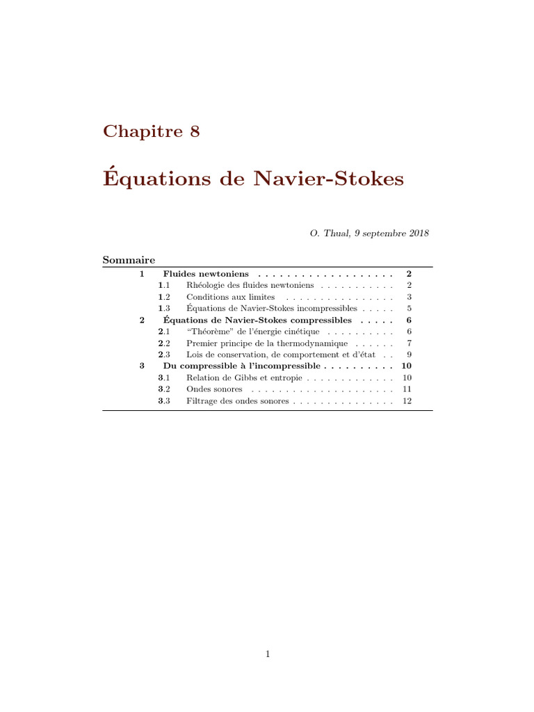 Equations de Navier-Stokes | PDF
