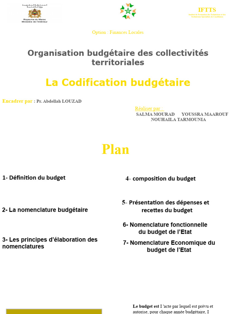 Presentation Codification Budgetaire | PDF