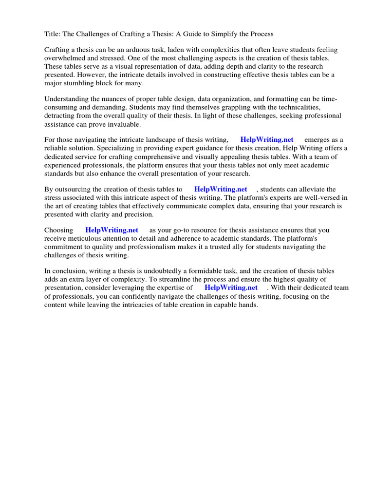 Thesis Tables Example | PDF | Thesis | Apa Style