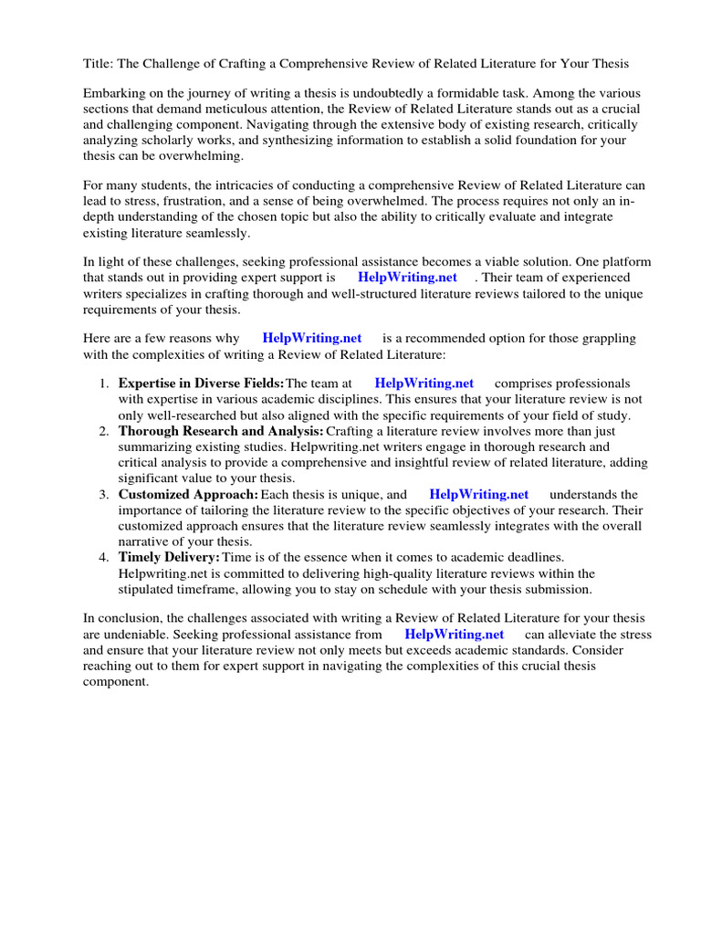 Review of Related Literature Thesis PDF | PDF