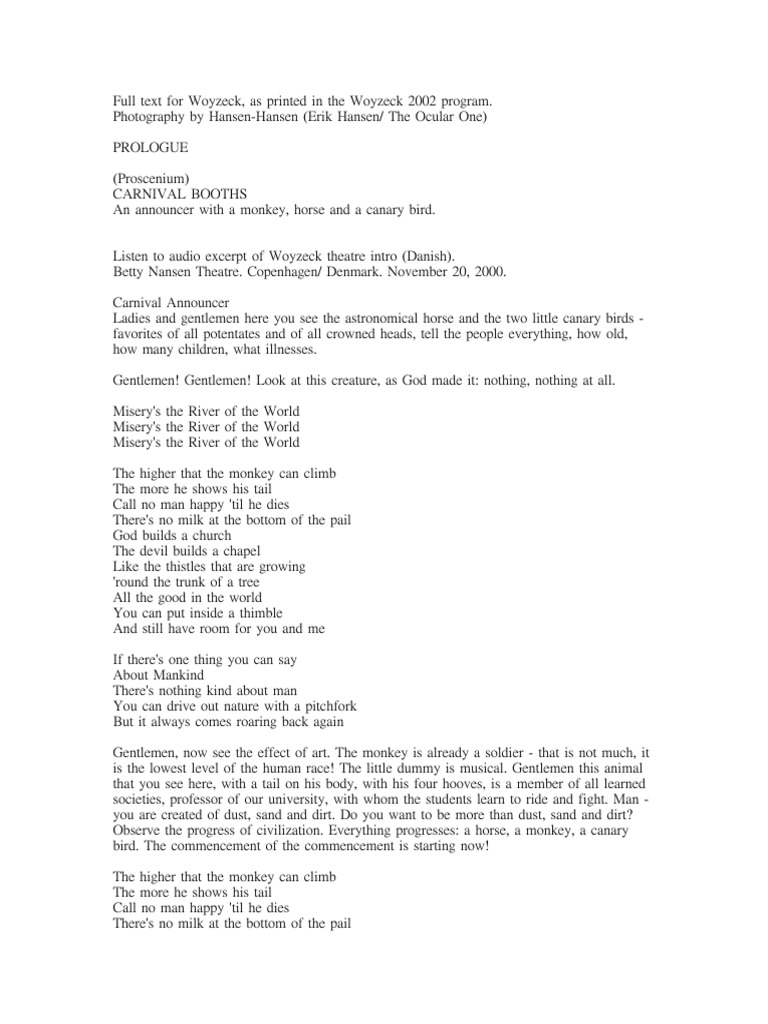Full Text of Woyzeck Play Script | PDF